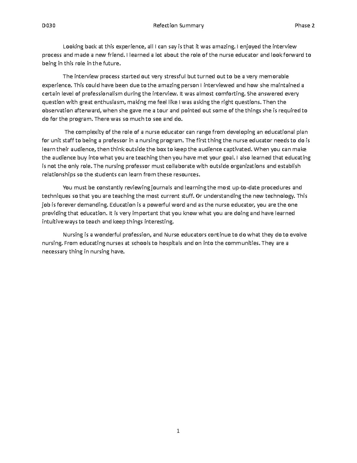 D030 Phase 2 Reflection Summary - D030 Refection Summary Phase 2 ...