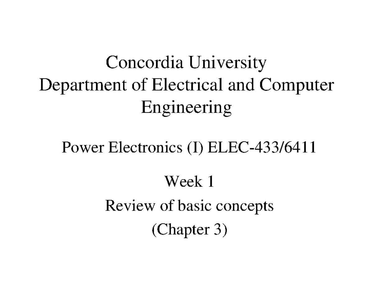 Basic concepts of power electronics - Concordia University Department of Electrical and Computer ...