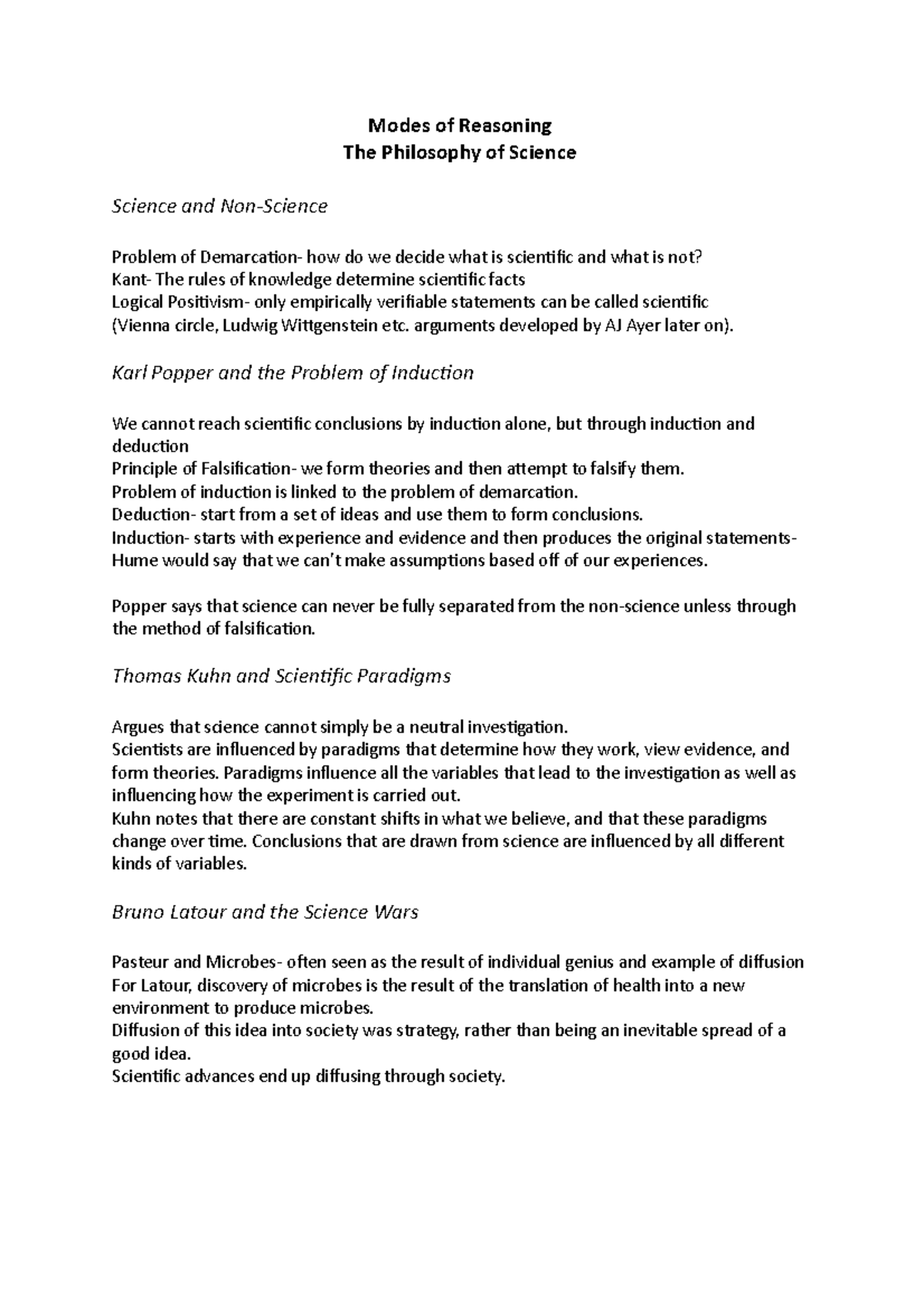 Modes of Reasoning- philosophy of science - Modes of Reasoning The ...