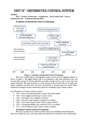 Unit 4 Interfaces in DCS - Unit V - INTERFACES IN DCS Syllabus: Operator interfaces - Low level ...