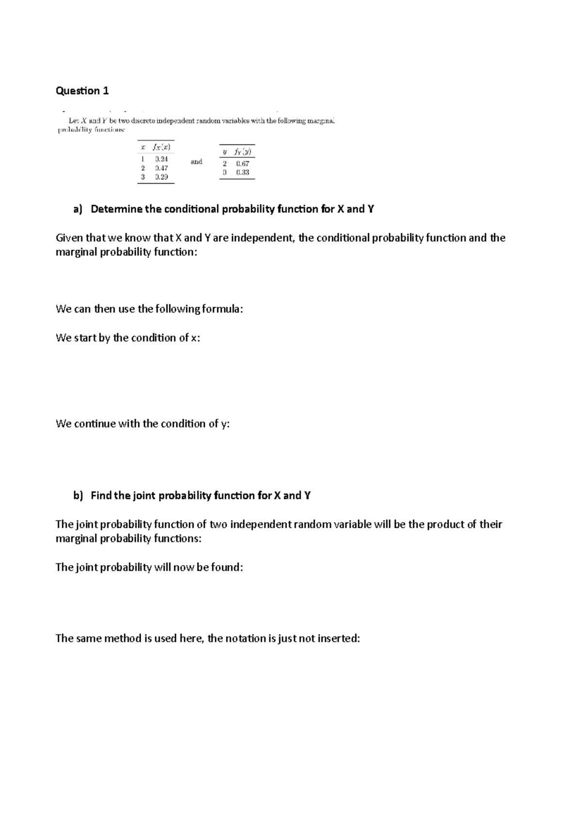 Problem set 3 statistics løst AO - Question 1 a) Determine the ...