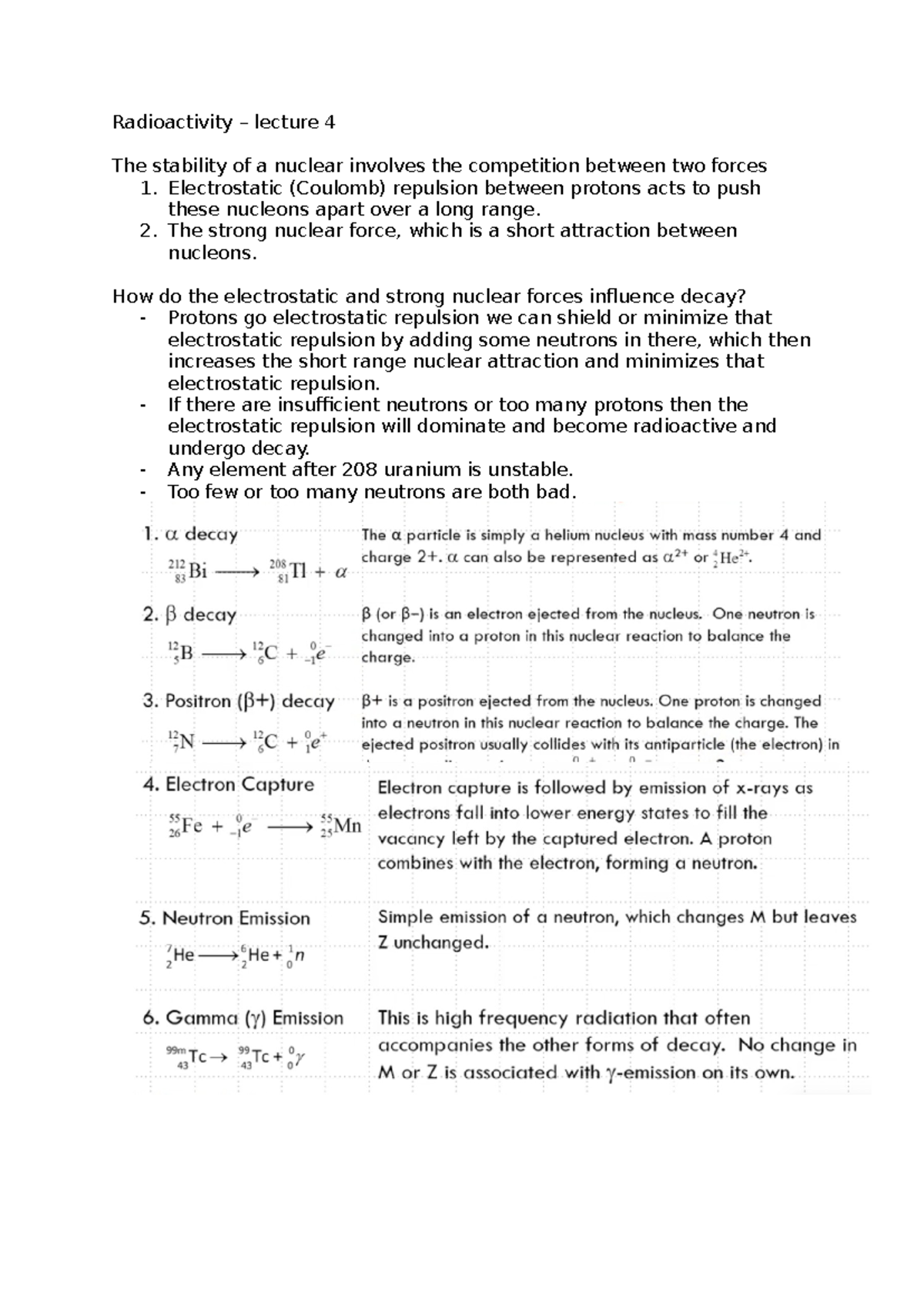 Radioactivity - Lecture 4 - Radioactivity – lecture 4 The stability of ...