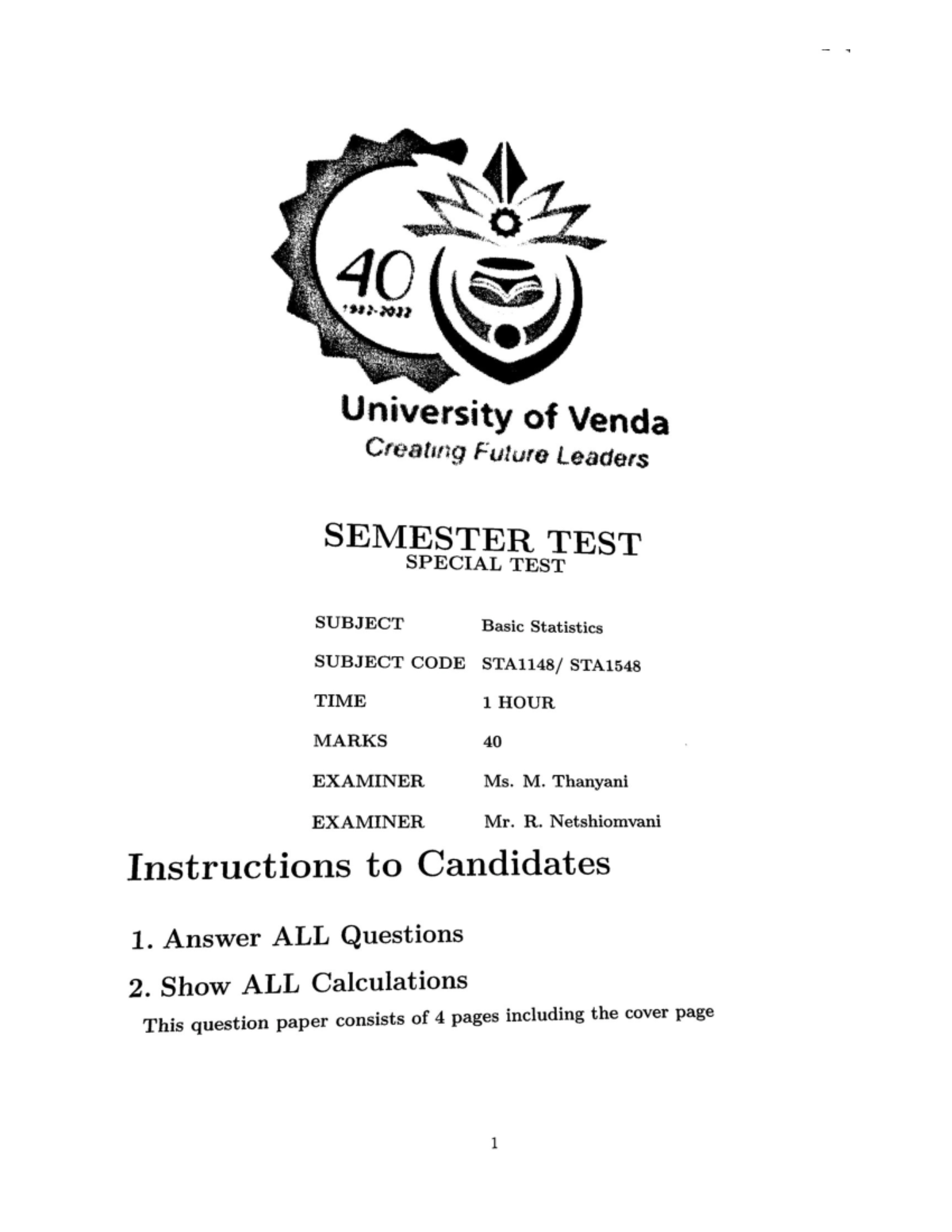 40 - This is practical material for statistics - STA 1501 - Studocu