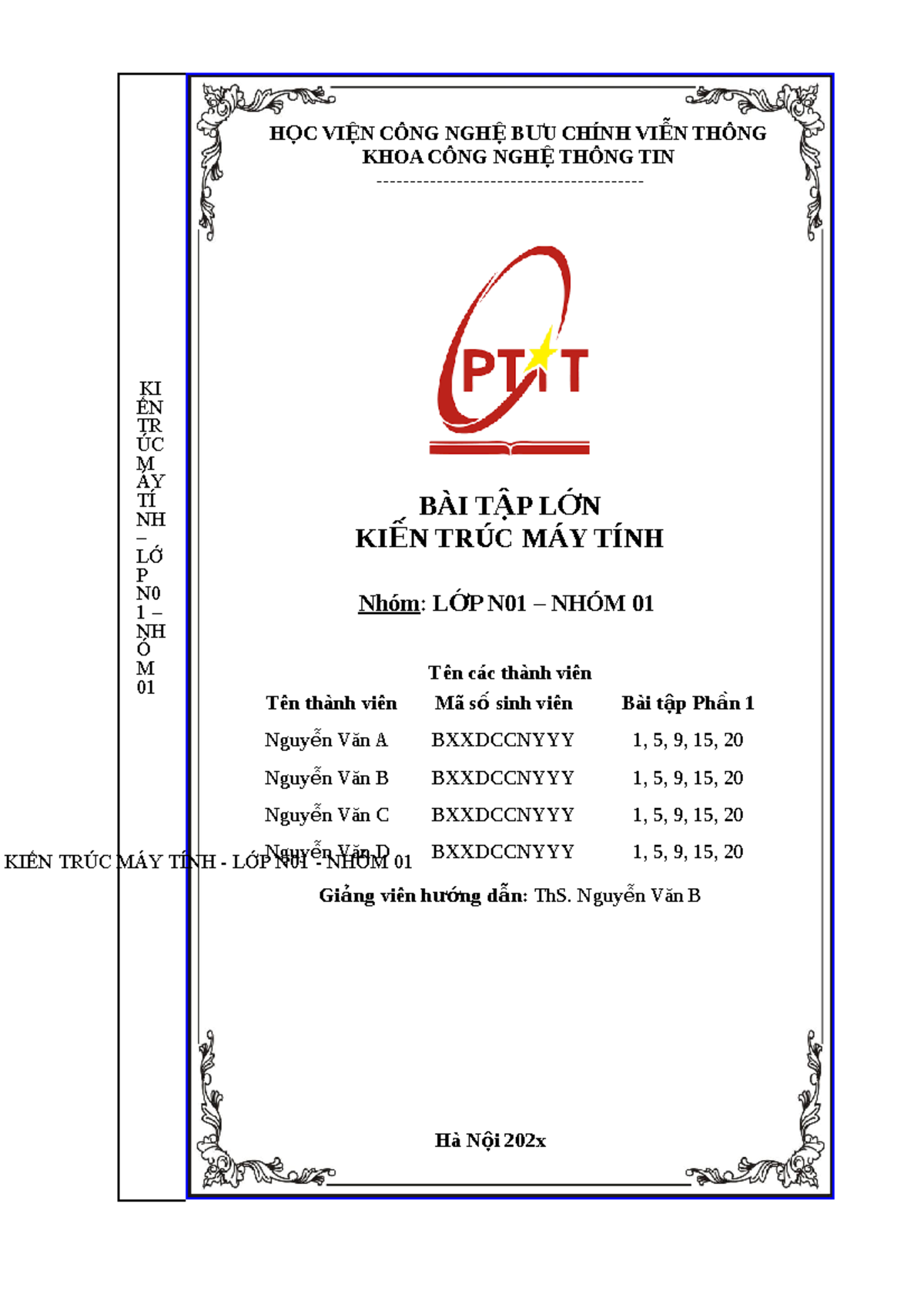 Bài tập lớn KTMT Lớp N01 Nhóm 02 - H ỌC VI ỆN CÔNG NGH Ệ B ƯU CHÍNH VI ỄN THÔNG KHOA CÔNG NGH ...