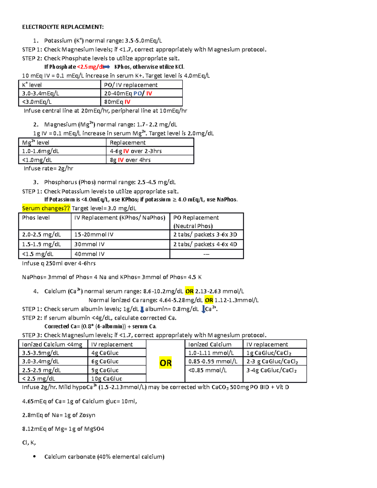Electrolyte Replacement and Removal - ELECTROLYTE REPLACEMENT ...