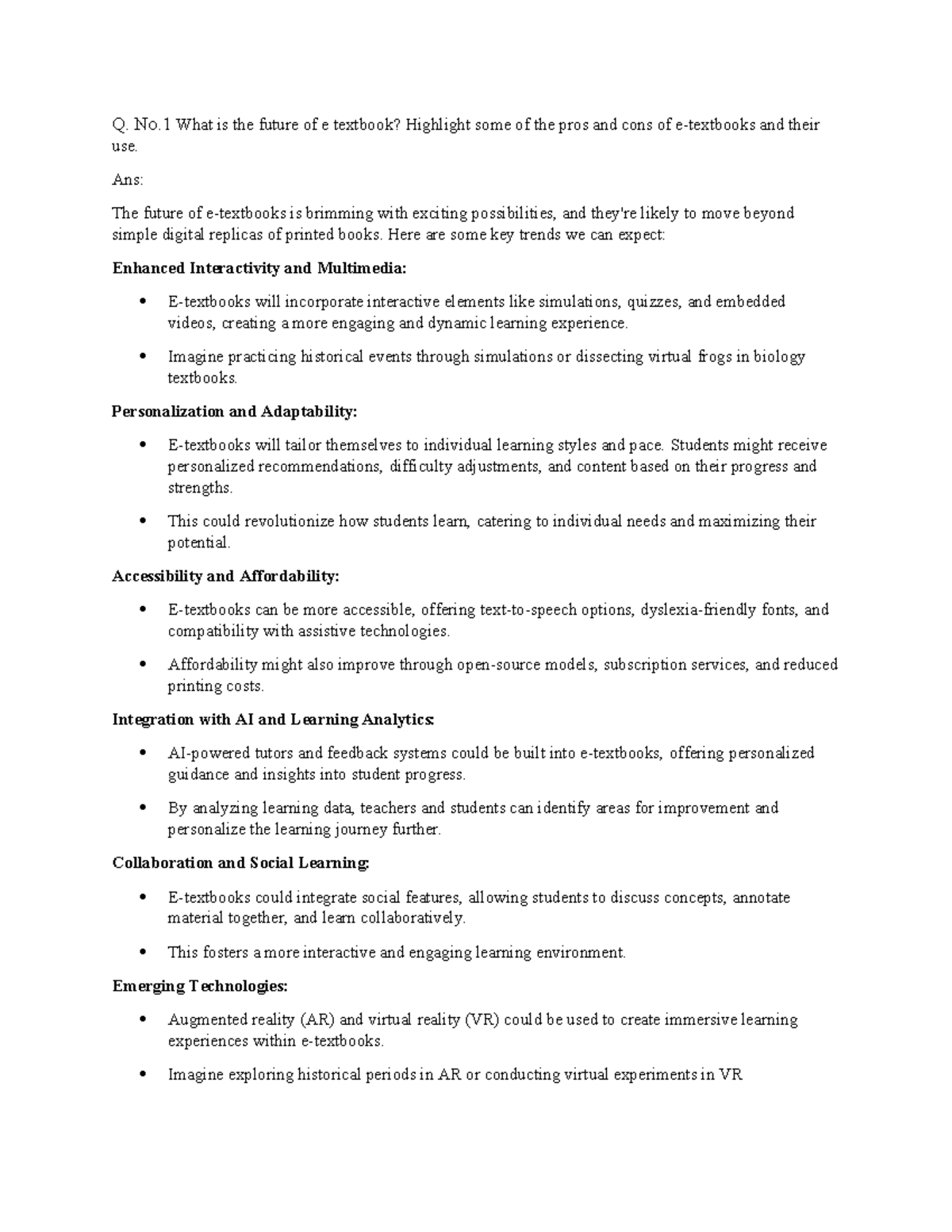 Assignment NO.1 [6553] - Q. No What is the future of e textbook ...