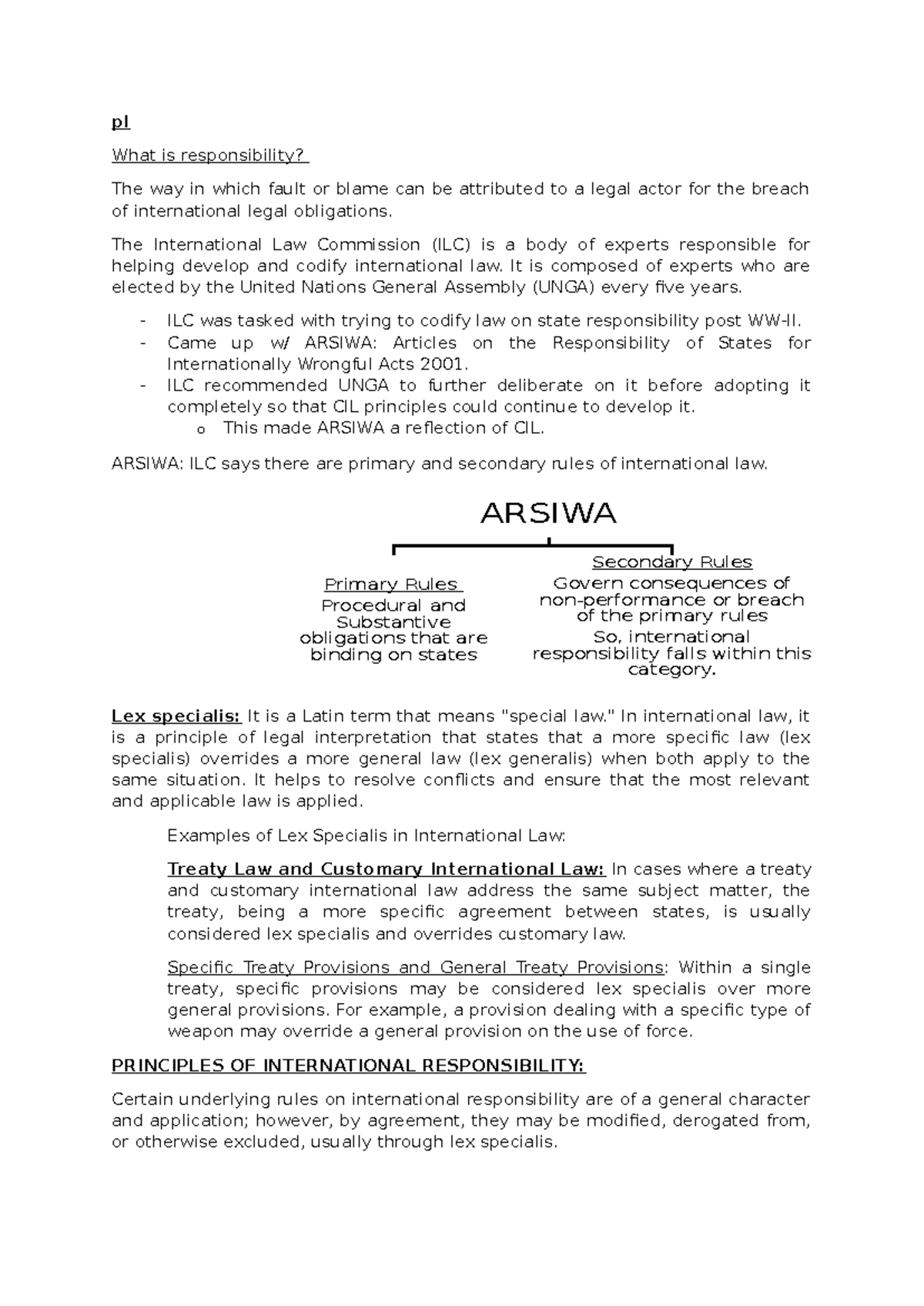 PIL End term notes - Summary Public International Law - pl What is ...