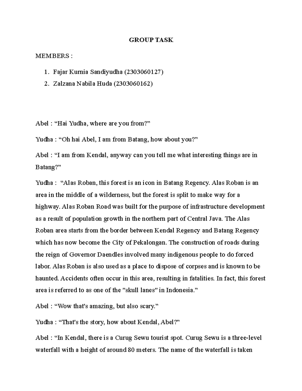 Group TASK - GROUP TASK MEMBERS : Fajar Kurnia Sandiyudha (2303060127 ...