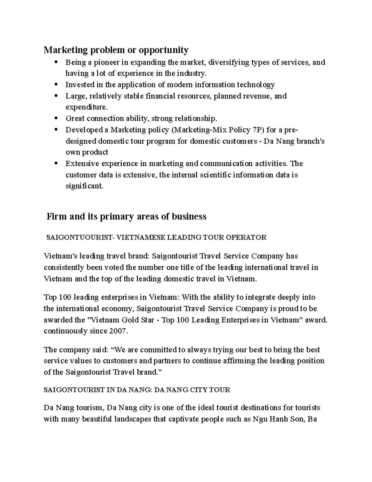 Marketing problem or opportunity 1 e - Marketing problem or opportunity ...