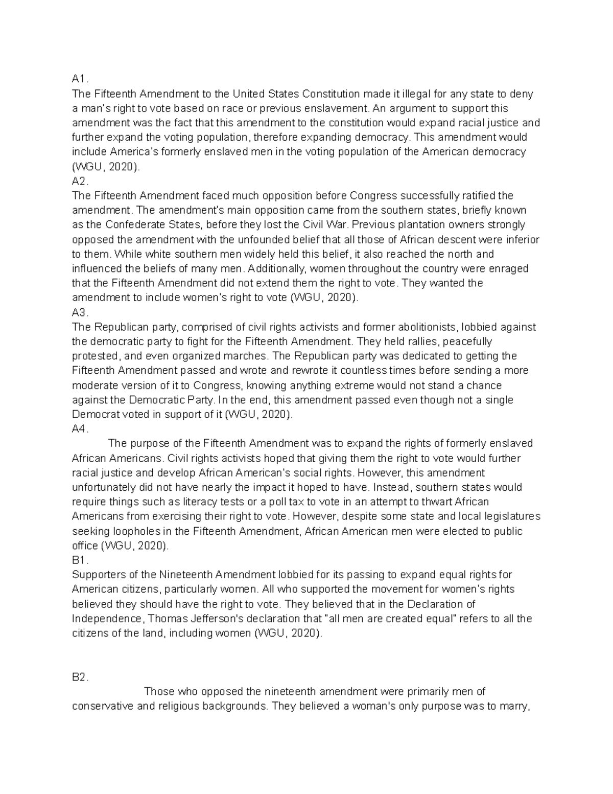 task 2 essay passed us history of an american democracy assignment - A1 ...