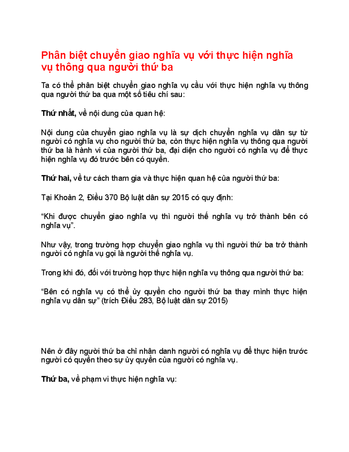 Dsu2 - ghhhhh - Phân biệt chuyển giao nghĩa vụ với thực hiện nghĩa vụ ...