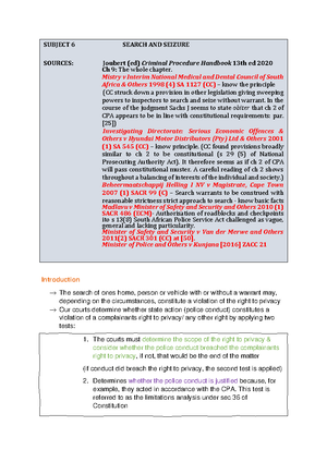 Criminal Procedure- Search AND Seizure - SUBJECT 6: SEARCH AND SEIZURE ...