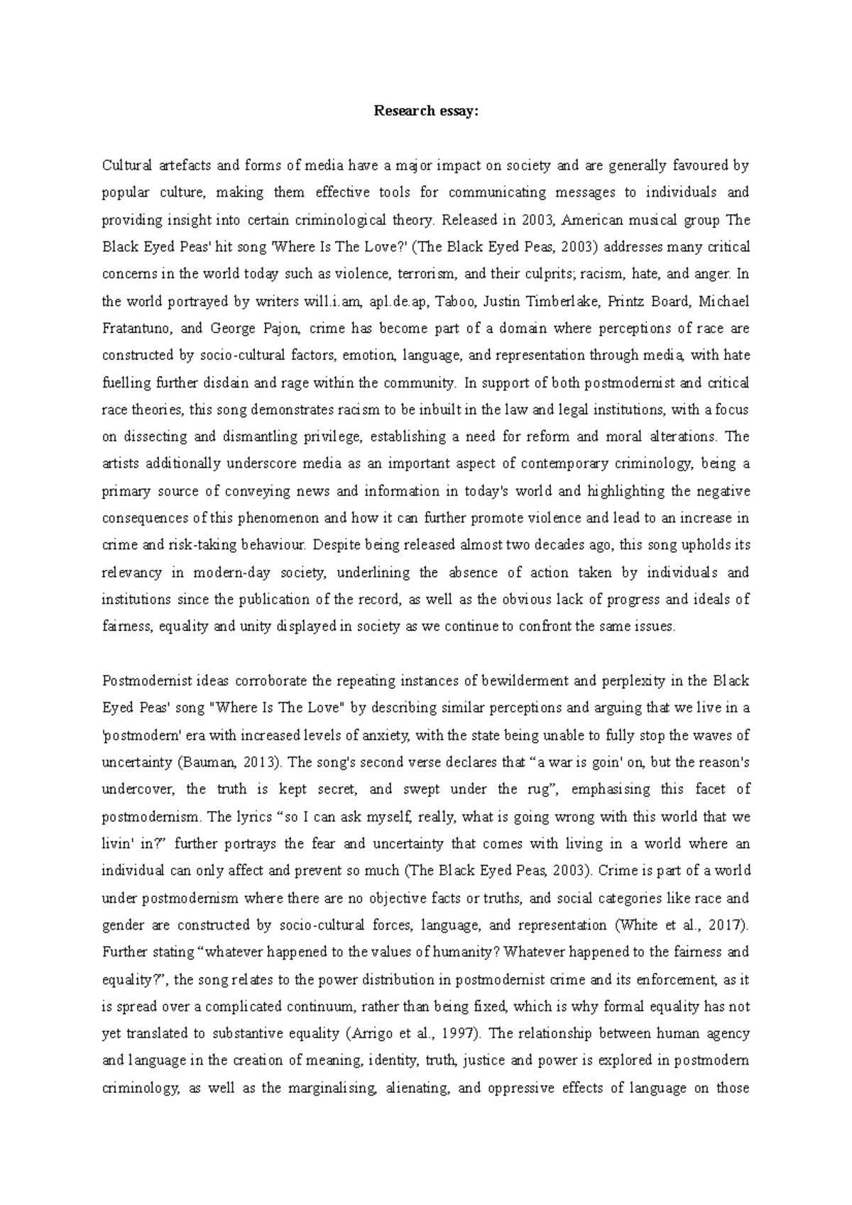Research essay - Research essay: Cultural artefacts and forms of media ...
