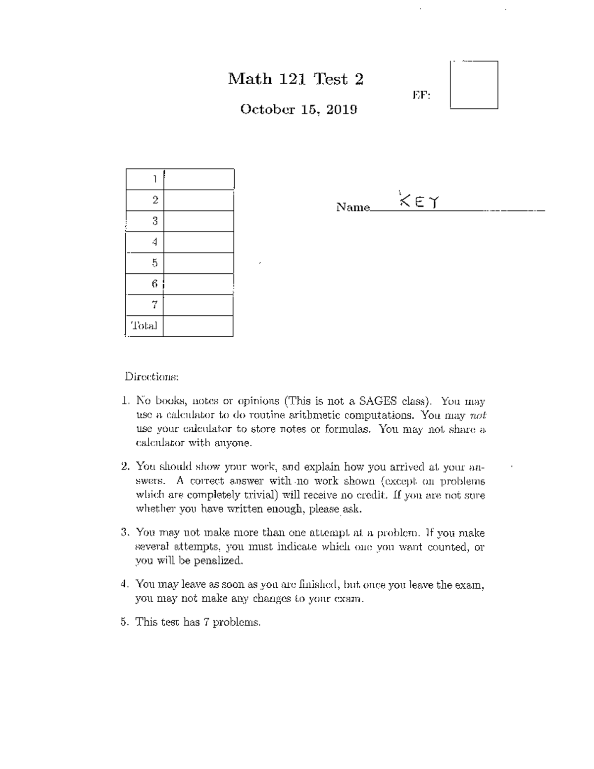 Exam 2 - 2019 Practice Paper Answers - MATH 121 - Studocu