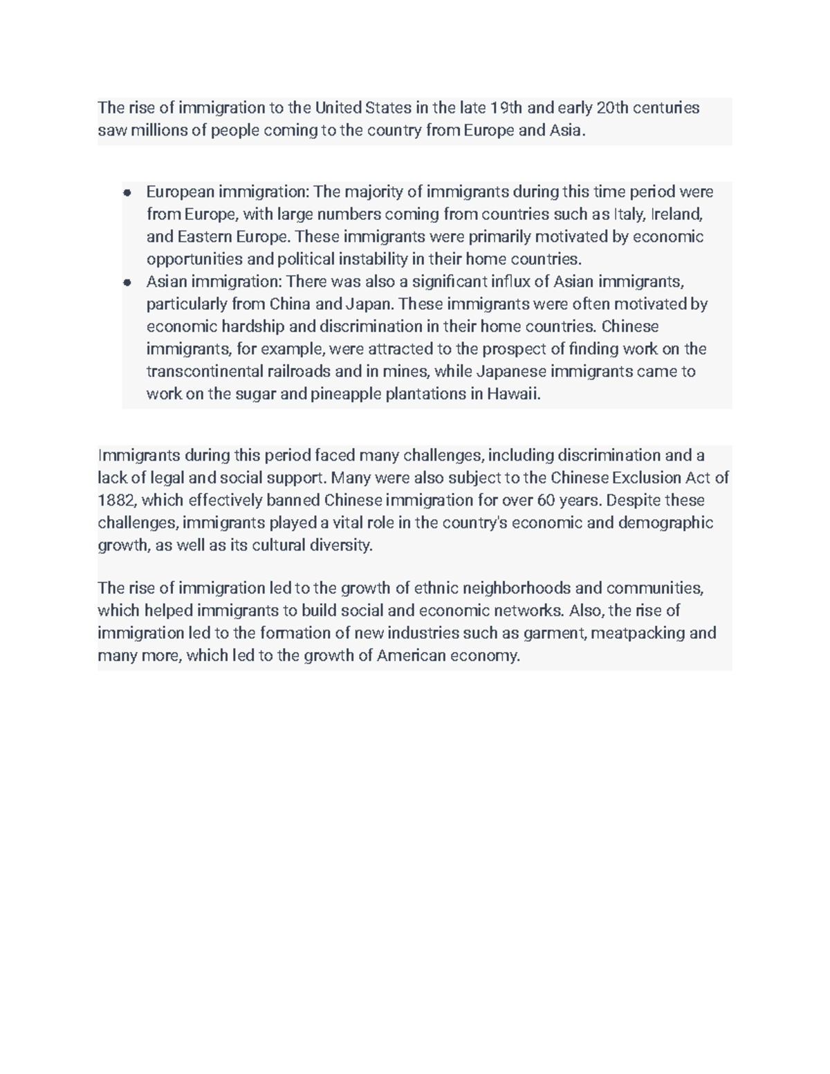 The rise of immigration - European immigration: The majority of ...