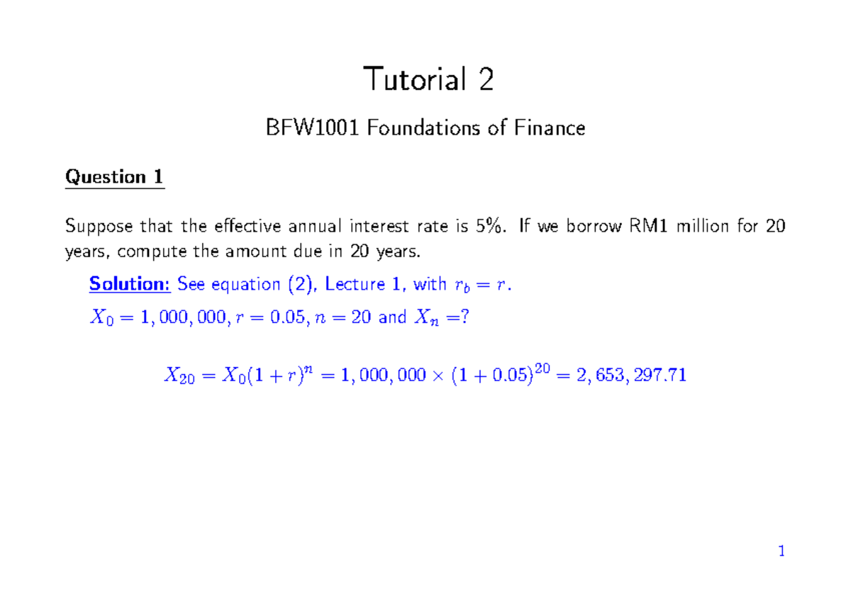 Tut2 BFW1001 2021QAV2Scr BFW1001 - Tutorial 1 - Question & Answer ...