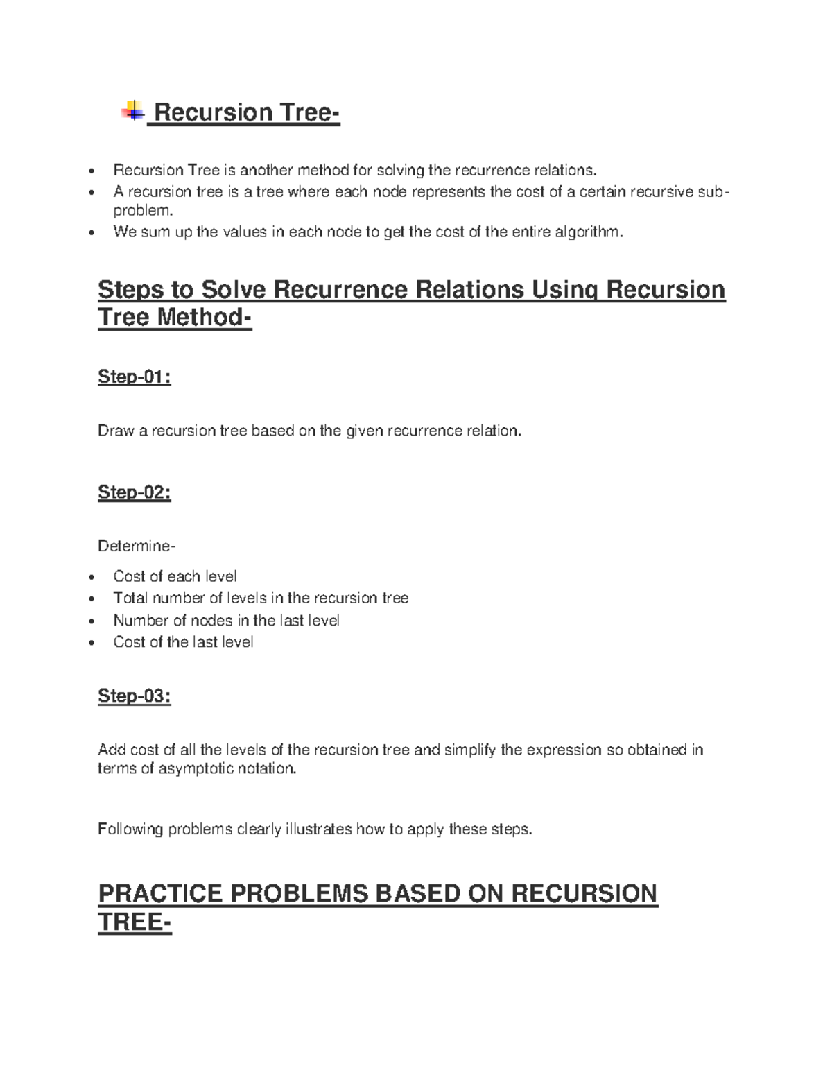 Recurssion Tree - LECTURE - Recursion Tree- Recursion Tree is another ...