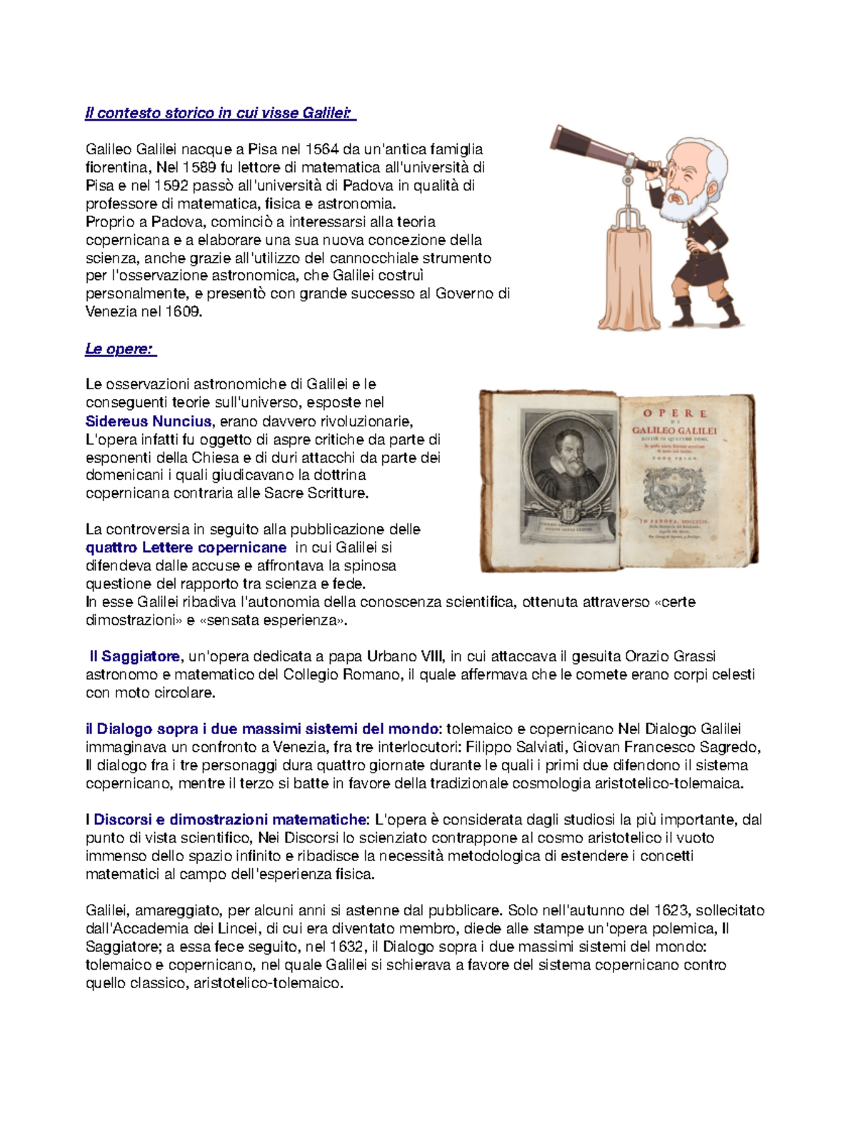 Galileo Galilei - Il contesto storico in cui visse Galilei: Galileo ...