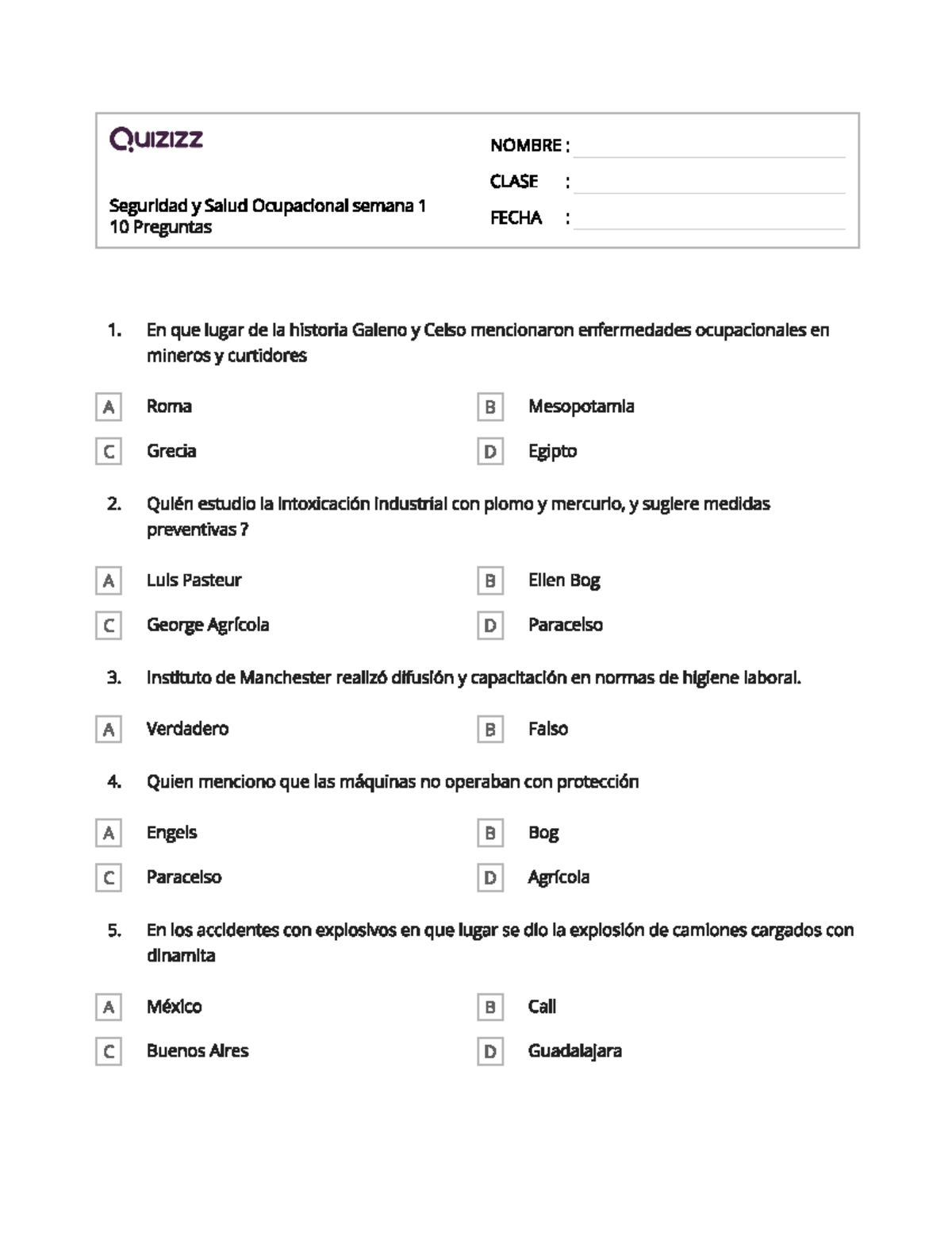 Respuestas Cuestionario Seguridad 2 - Quizizz NOMBRE : CLASE ...