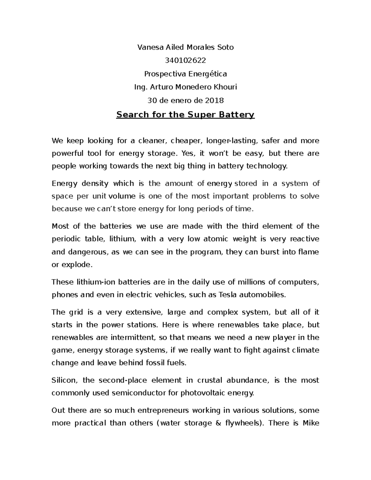 Search for the super battery - Vanesa Ailed Morales Soto 340102622 ...