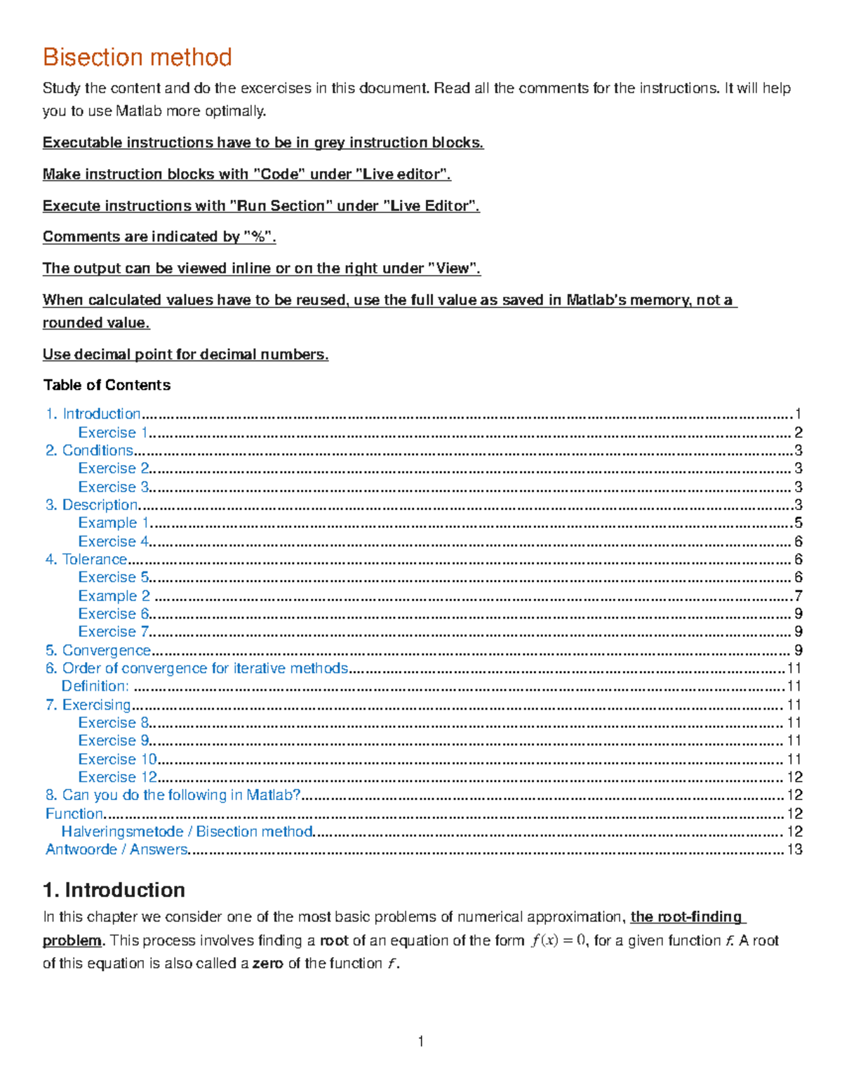 U3-Bisection method - Bisection method Study the content and do the ...
