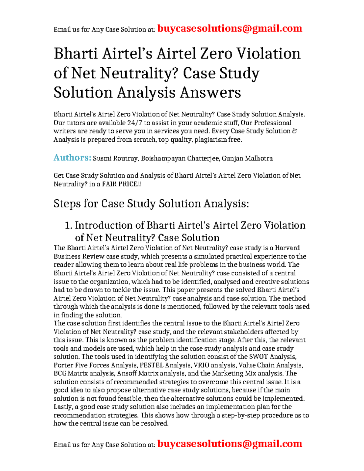 Case Solution Bharti Airtel's Airtel Zero Violation of Net Neutrality - Bharti Airtel’s Airtel ...