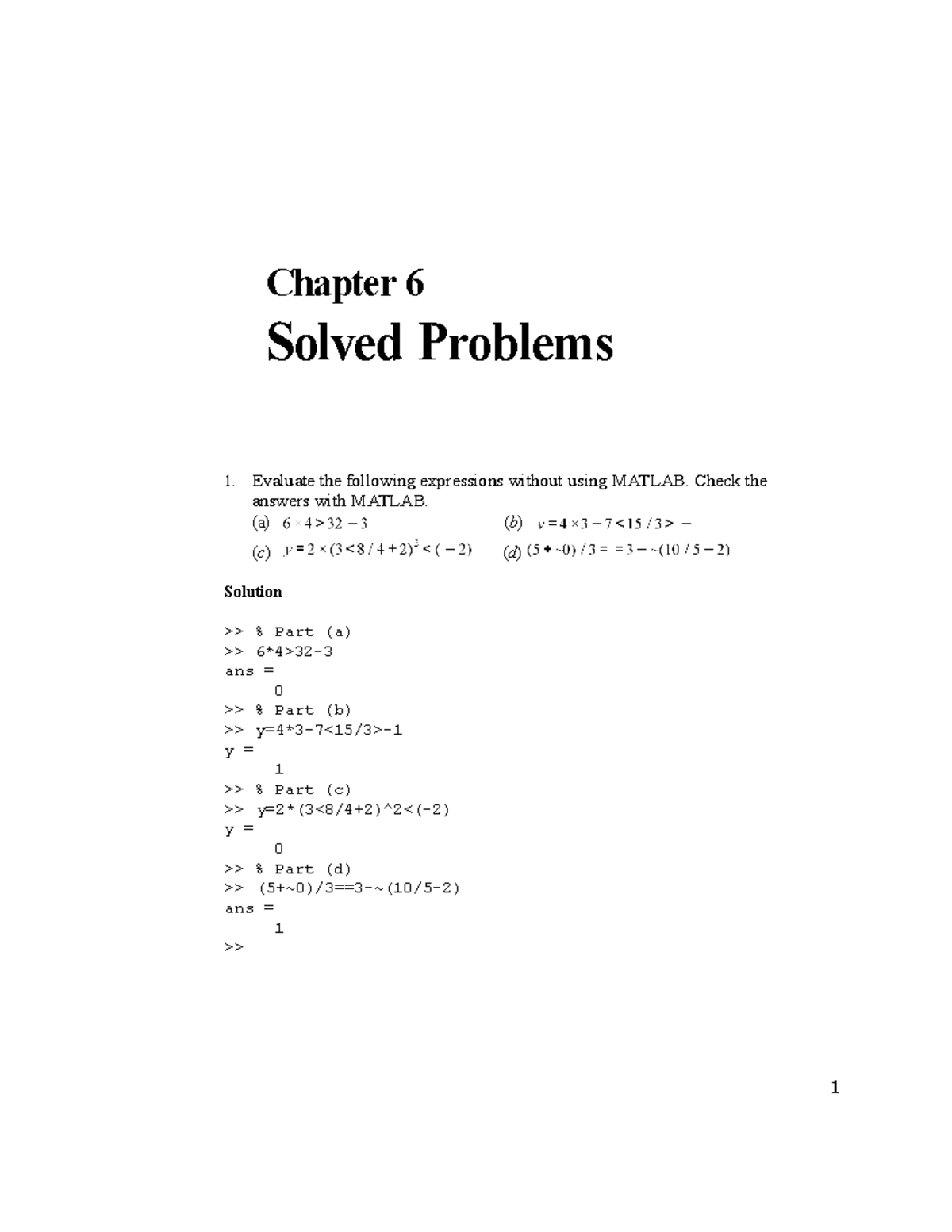 Solved Problems matlab - Chapter 6 Solved Problems Evaluate the ...