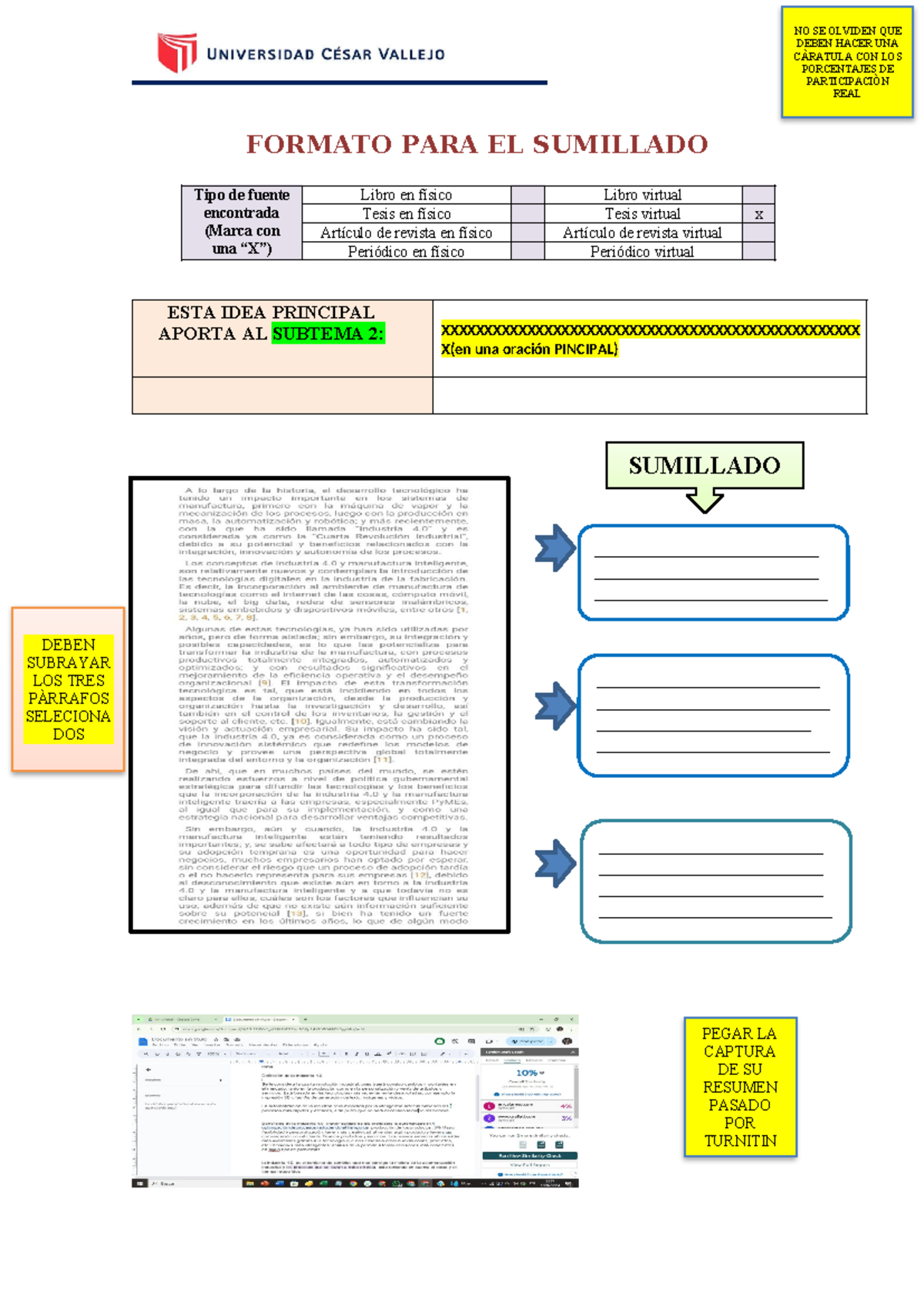 Formato PARA Sumillado Resumen (4 Subtemas) - FORMATO PARA EL SUMILLADO Tipo de fuente ...