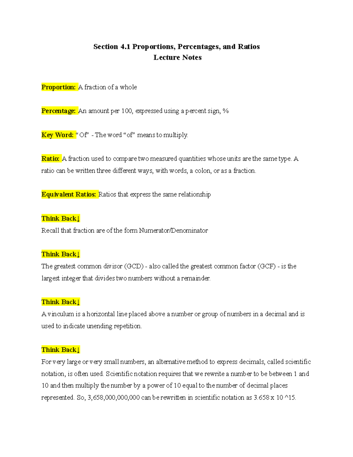 Section 4.1 Notes - Section 4 Proportions, Percentages, and Ratios ...