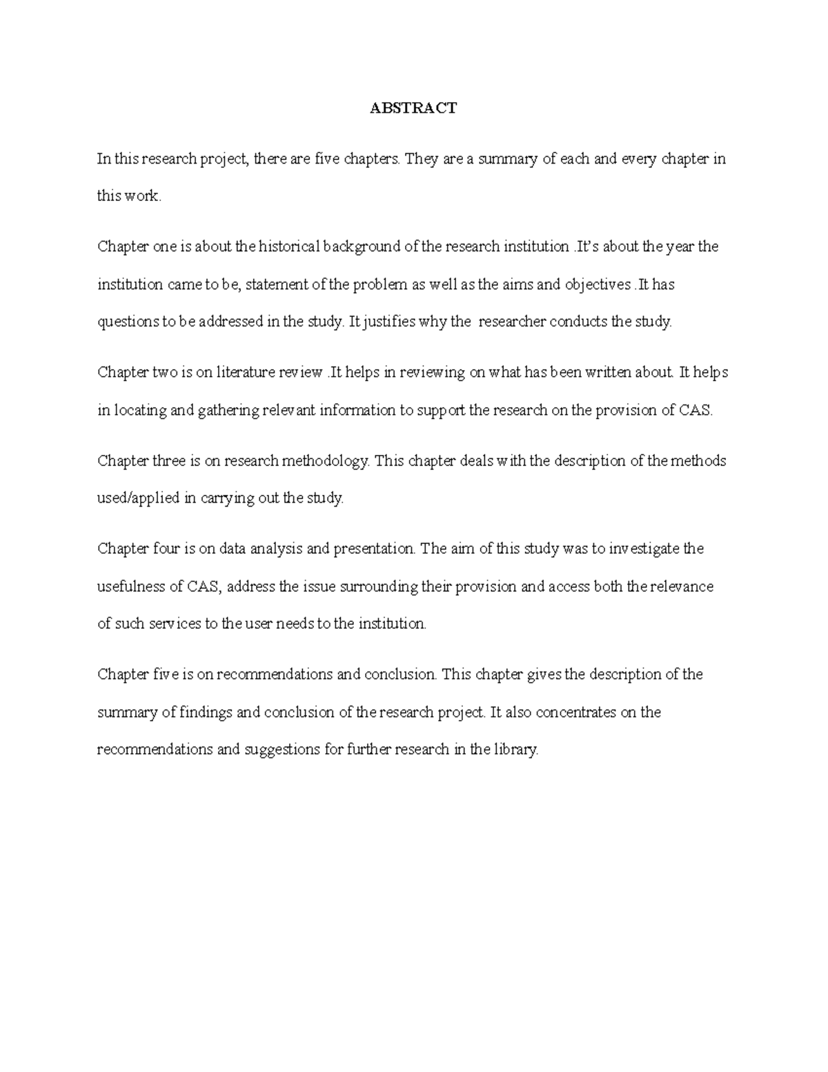 Abstract 1 - exam - ABSTRACT In this research project, there are five ...