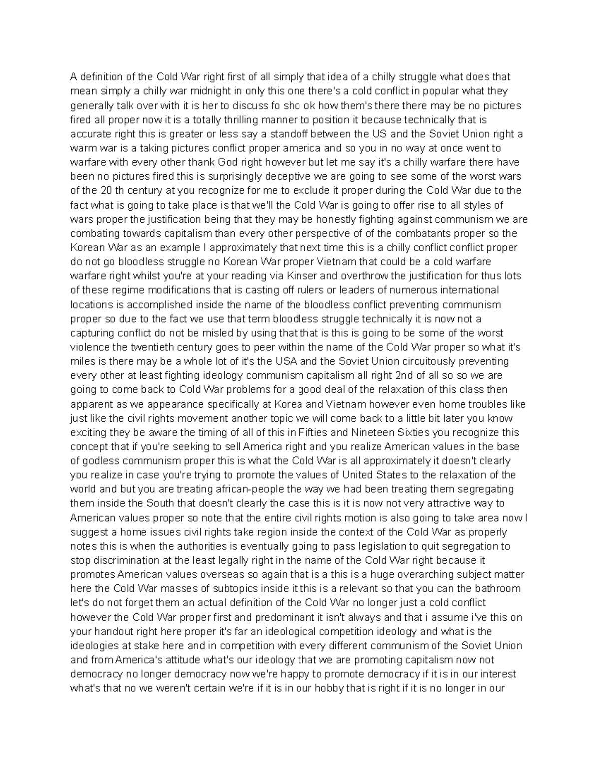 His 1302 The Early Cold War - A definition of the Cold War right first ...