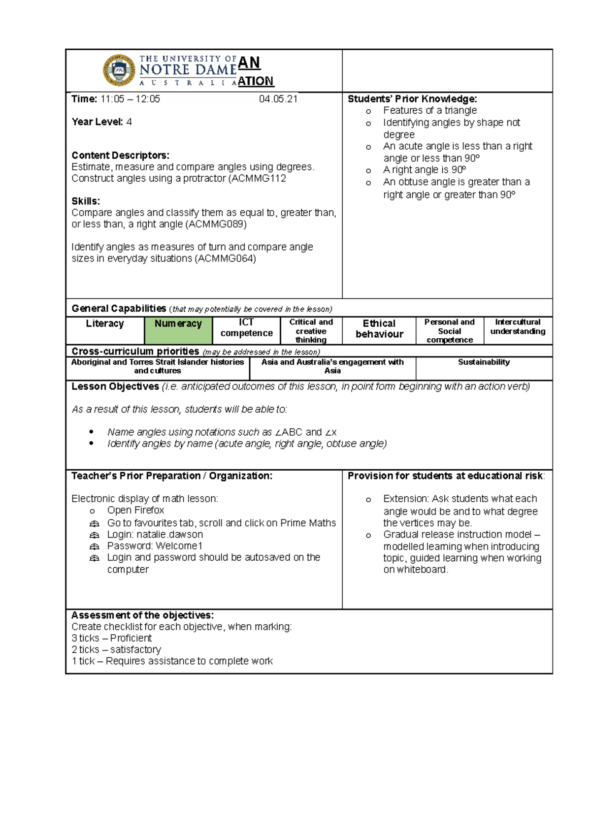 Lesson plan template-4 - LESSON PLAN SCHOOL OF EDUCATION Time: 11:05 ...