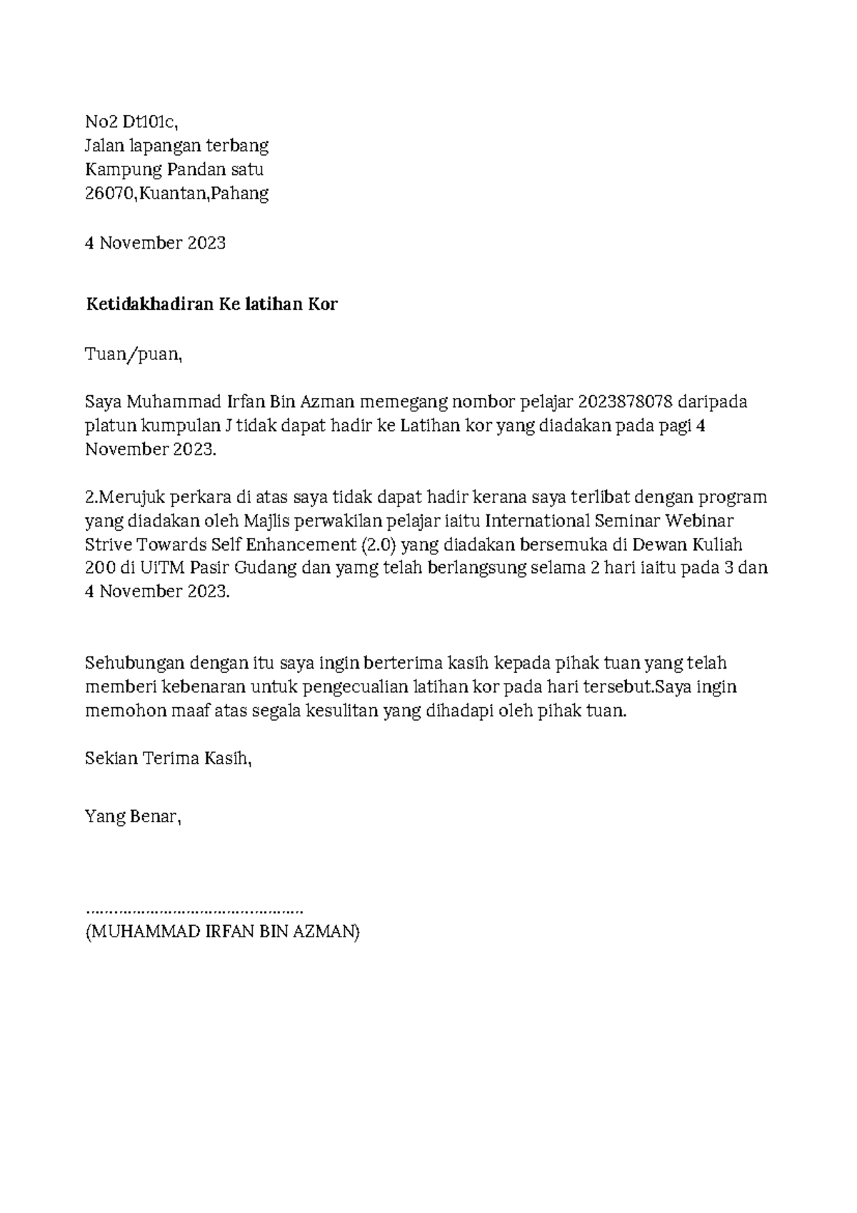 White & Green Simple Minimalist Professional Cover Letter - Tuan/puan ...