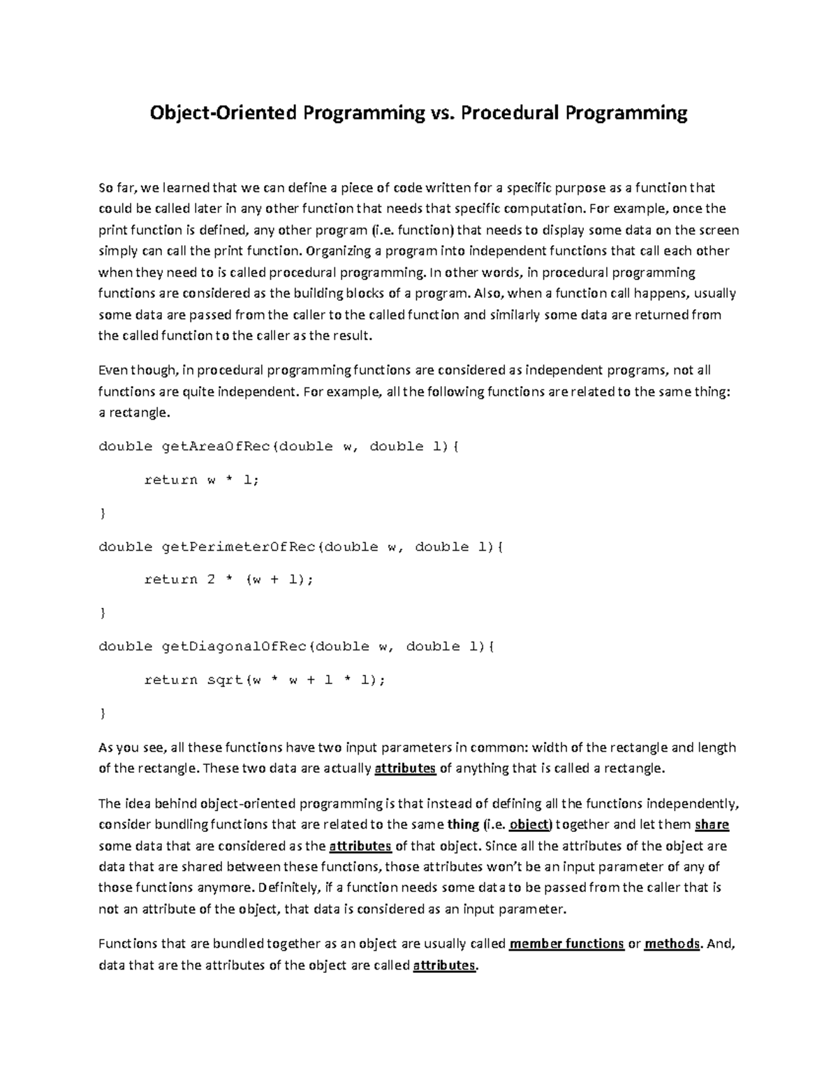 Oop Oop C Object Oriented Programming Vs Procedural Programming So Far We Learned That