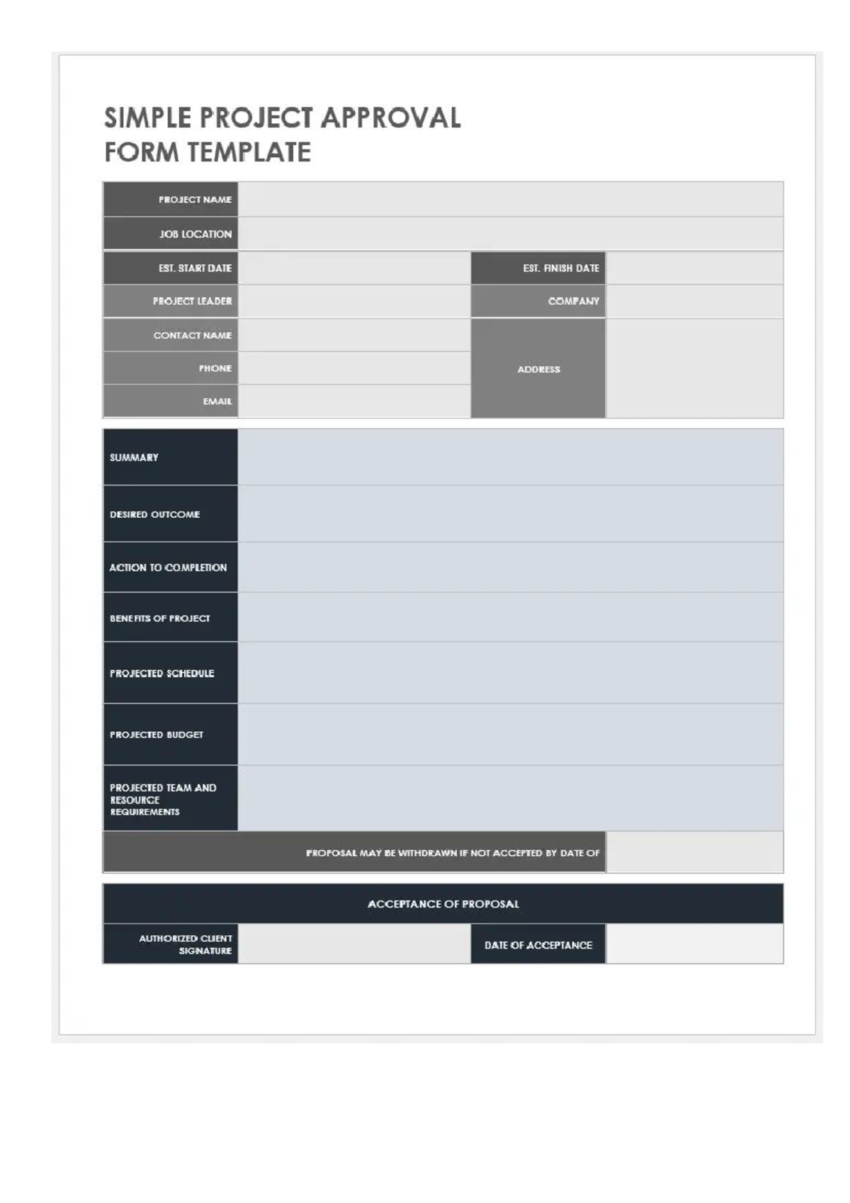 Client approval format - SIMPLE PROJECT APPROVAL FORM TEMPLATE PROJECT ...