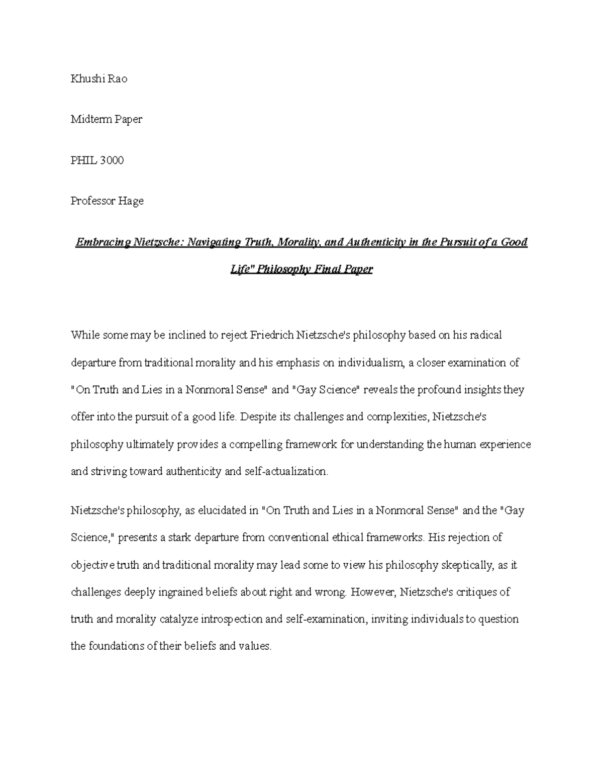 Embracing Nietzsche Navigating Truth, Morality, and Authenticity in the ...