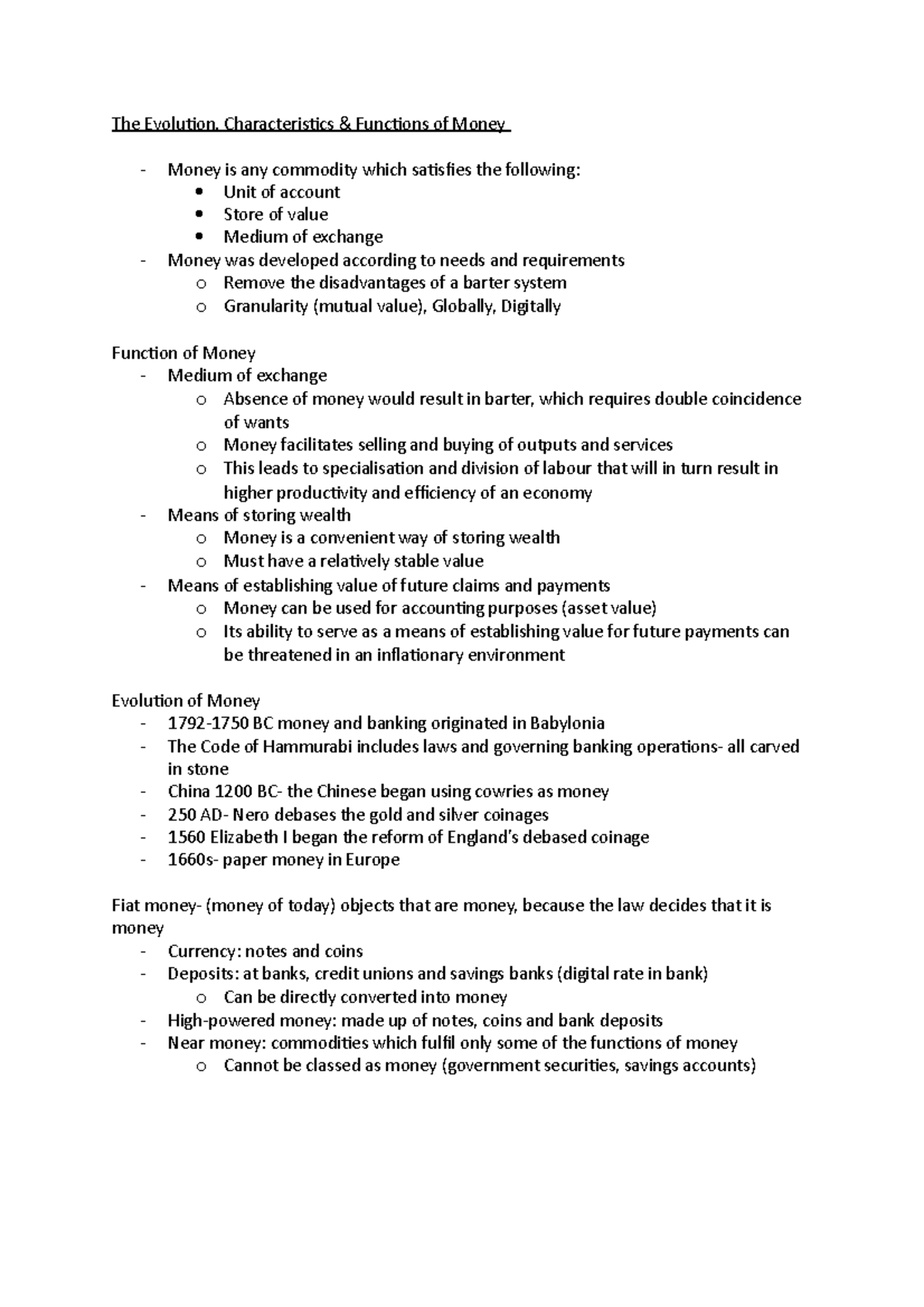 The Evolution, Characteristics & Functions of Money - The Evolution ...