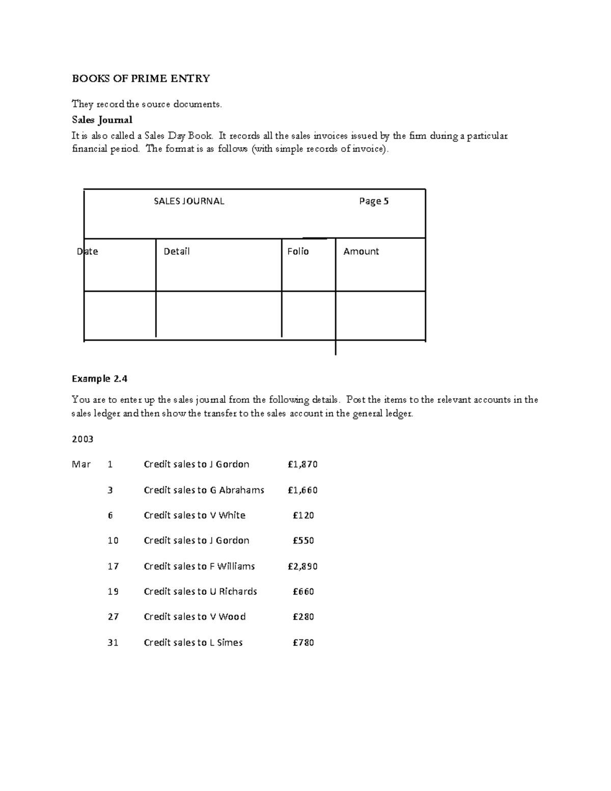 Books OF Prime entry - HELPFUL - BOOKS OF PRIME ENTRY They record the ...