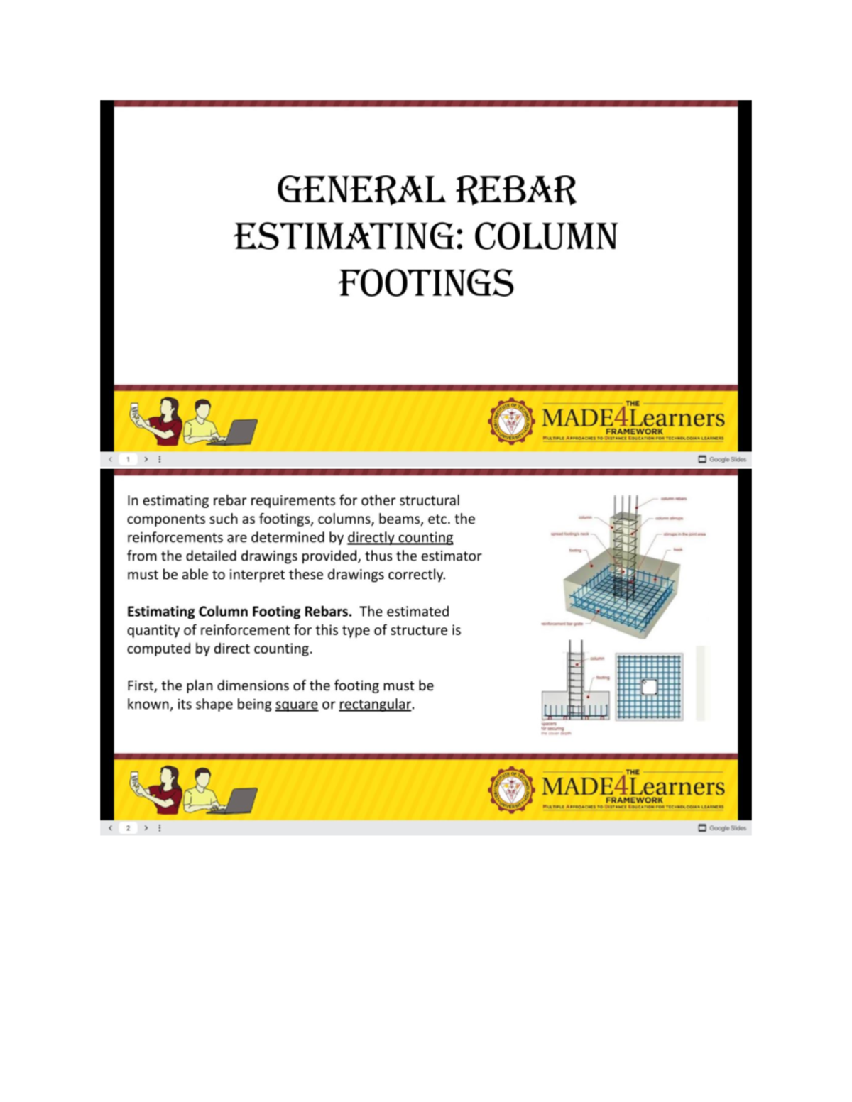 Column Footing Rebar - It has sample problems - Building Technology ...