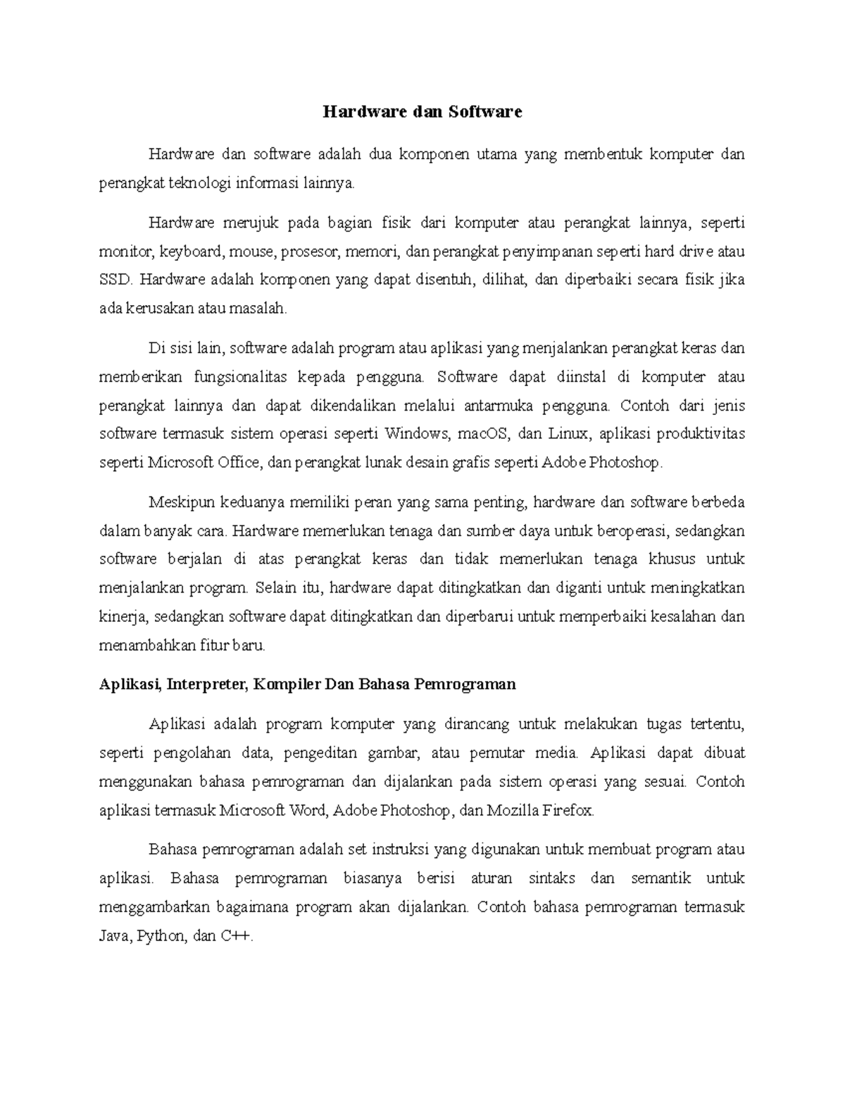 Hardware dan Software - Hardware dan Software Hardware dan software ...