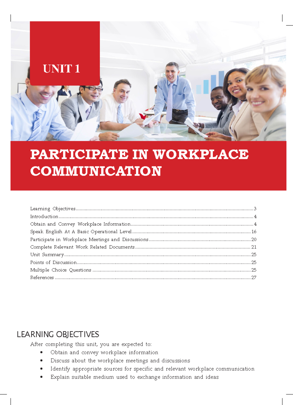 Participate in Workplace Communication - PREFACE UNIT 1 PARTICIPATE IN ...