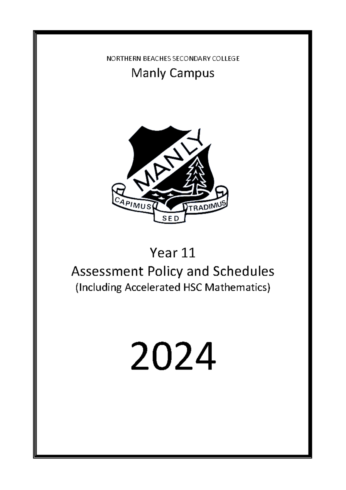 YEAR 11 APS 2024 Final 1 1 - NORTHERN BEACHES SECONDARY COLLEGE Manly ...