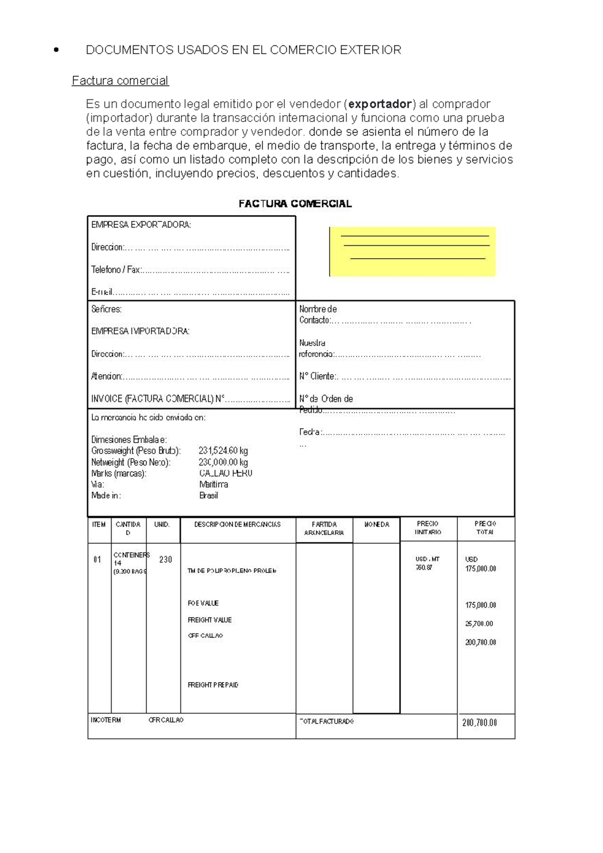 Documentos Usados EN EL Comercio Exterior - DOCUMENTOS USADOS EN EL ...