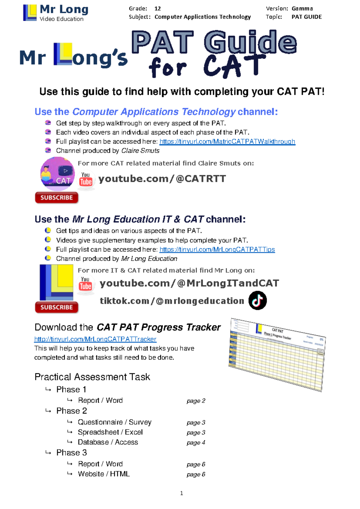 Mr Longs PAT Guide for CAT - Subject: Computer Applications Technology ...