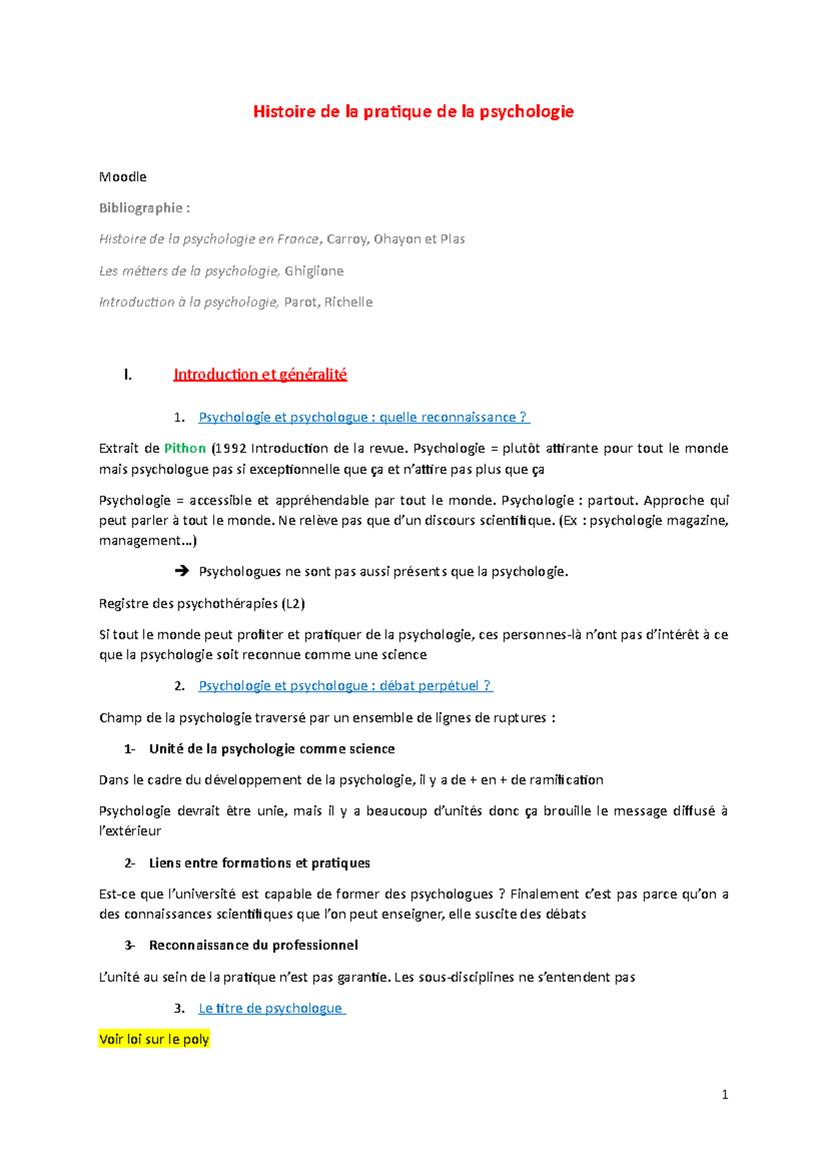 Histoire de la pratique de la psychologie - Histoire de la pratique de ...