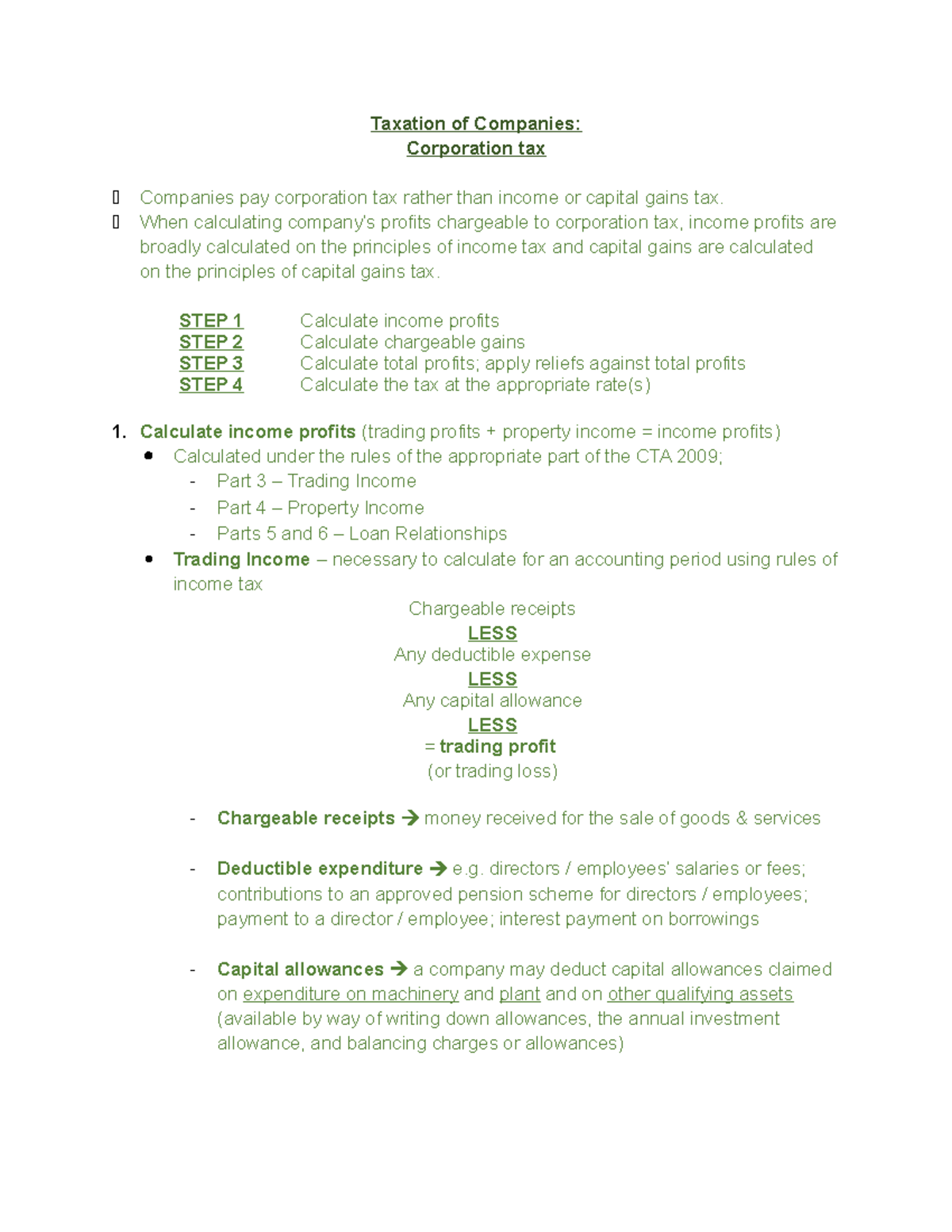 Application of Corporation Tax - Taxation of Companies: Corporation tax ...
