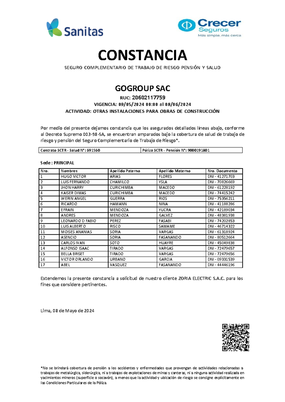 Constancia Sctr May 24 - gfshhgffsg - *No se brindará cobertura de ...