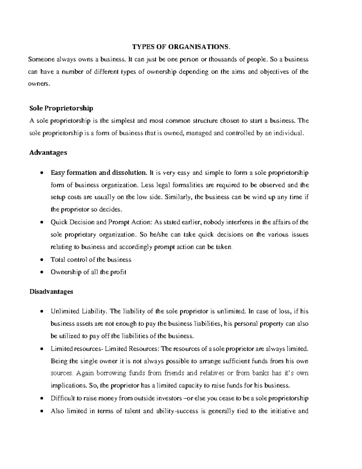 Unit 1; Types OF Organisations - TYPES OF ORGANISATIONS. Someone always ...