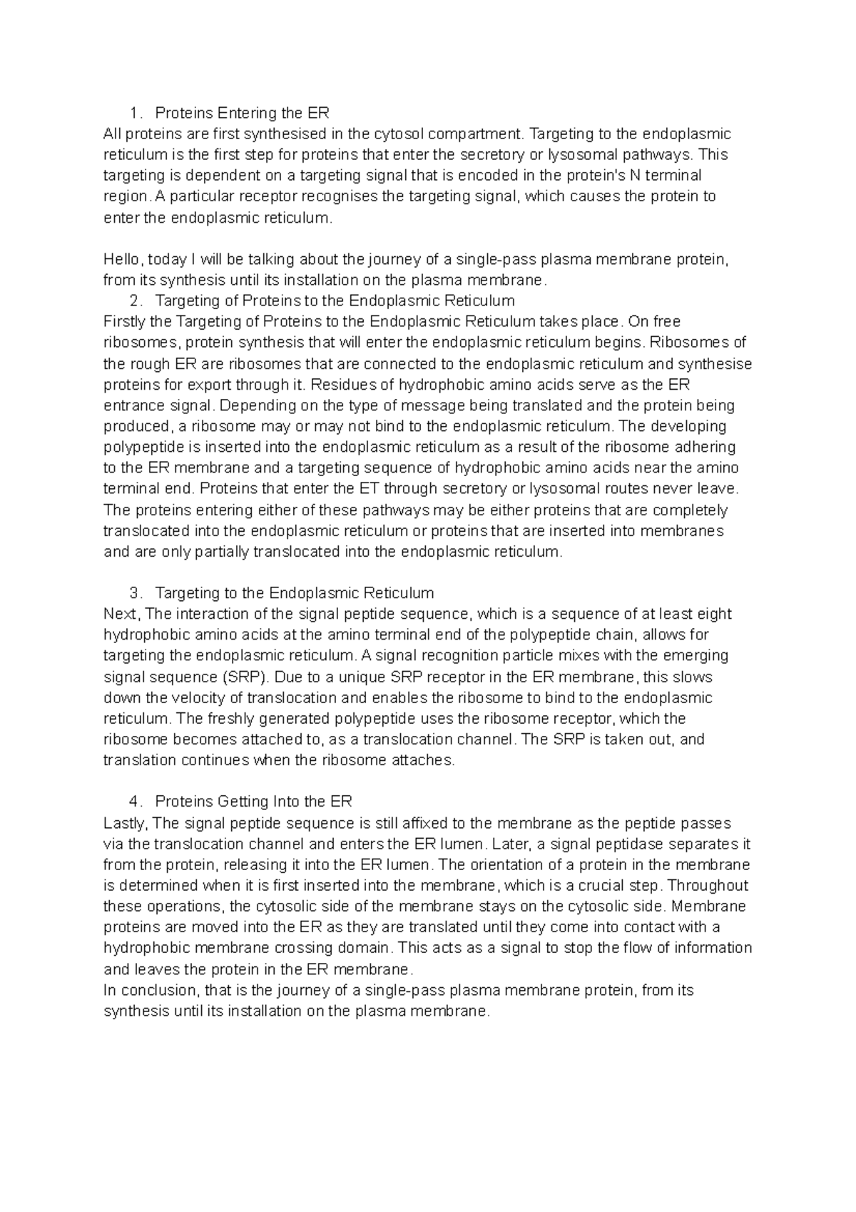 Single-pass transmembrane proteins pathway - Proteins Entering the ER ...