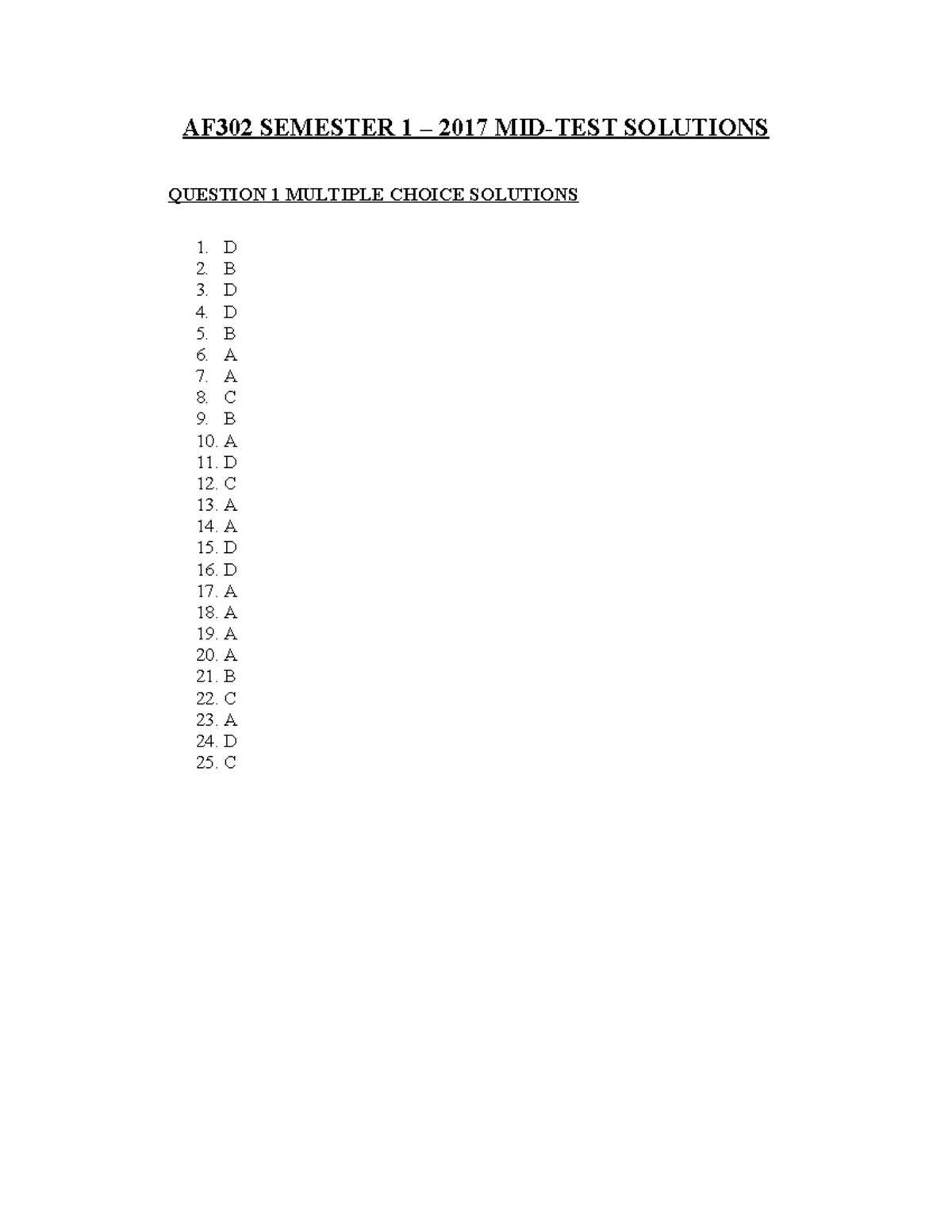 AF302 MST 2017 Solutions - AF302 SEMESTER 1 – 2017 MID-TEST SOLUTIONS ...